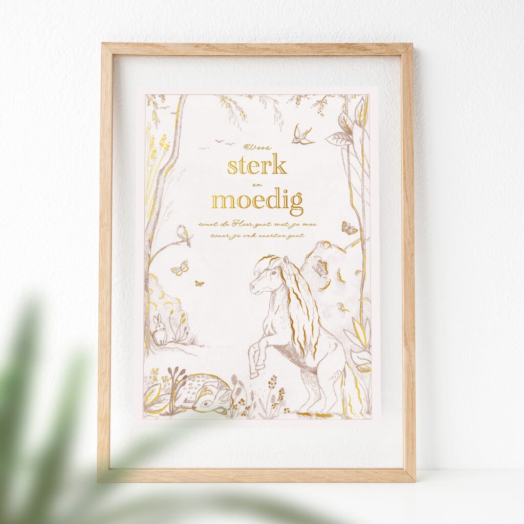 Goudfolie poster: Wees sterk en moedig - Lifeprints